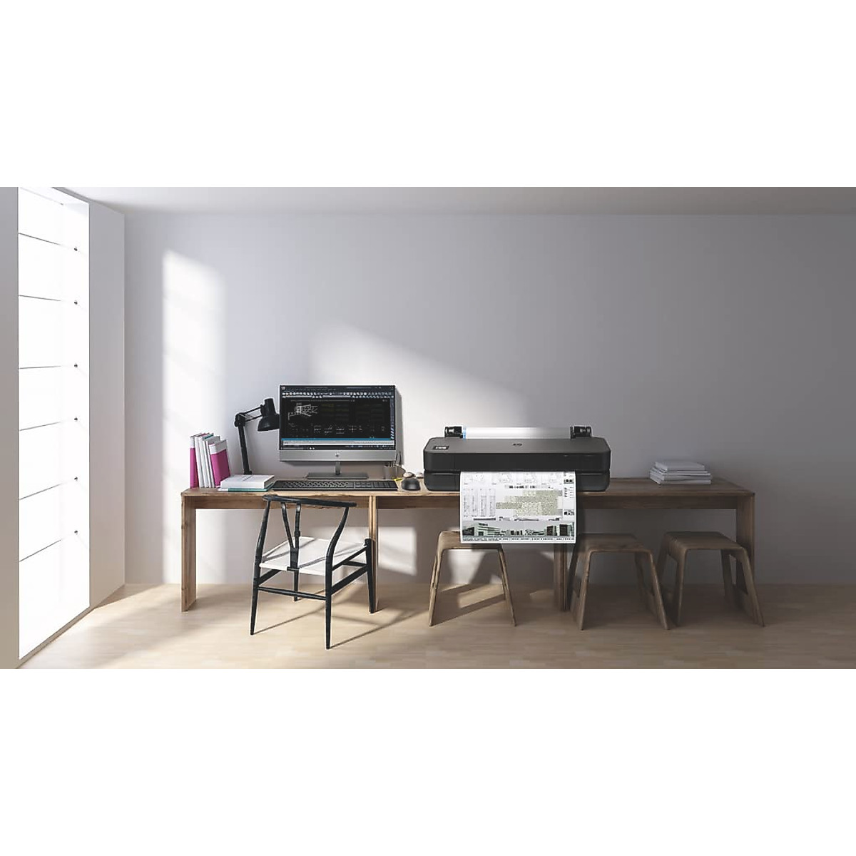 HP DesignJet T200 Large Format 24-inch Plotter Printer, with Modern Office Design (8AG32A)