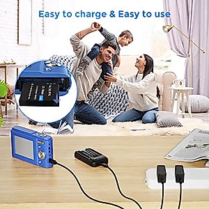Digital Camera, RUAHETIL Autofocus FHD 1080P 48MP Kids Vlogging Camera with 32GB Memory Card, 2 Charging Modes 16X Zoom Compact Camera Point and Shoot Camera for Kids Teens (Blue)