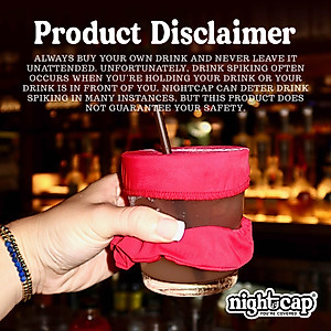 Nightcap The Original Drink Cover Scrunchie, 2 Pack – As Seen On Shark Tank And TikTok - Reusable - Wear On Wrist Or In Hair, Prevent Drink Spiking - Sanitary Pocket Keeps Cover Clean – Black