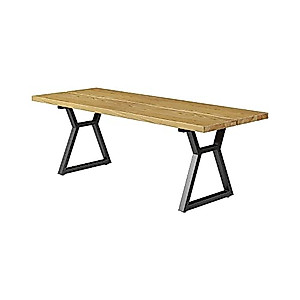 homary 70.9" Natural Industrial Dining Table for 6-8 People, Rectangular Wood Kitchen Table with Metal Legs