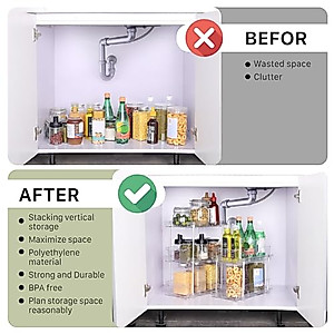 3 Tier Clear Bathroom Storage Organizer with Dividers, Pull Out Under Sink Organizers and Storage, Multi-Purpose Cabinet Organizers and Storage for Bathroom, Kitchen, Pantry, Vanity, Countertop