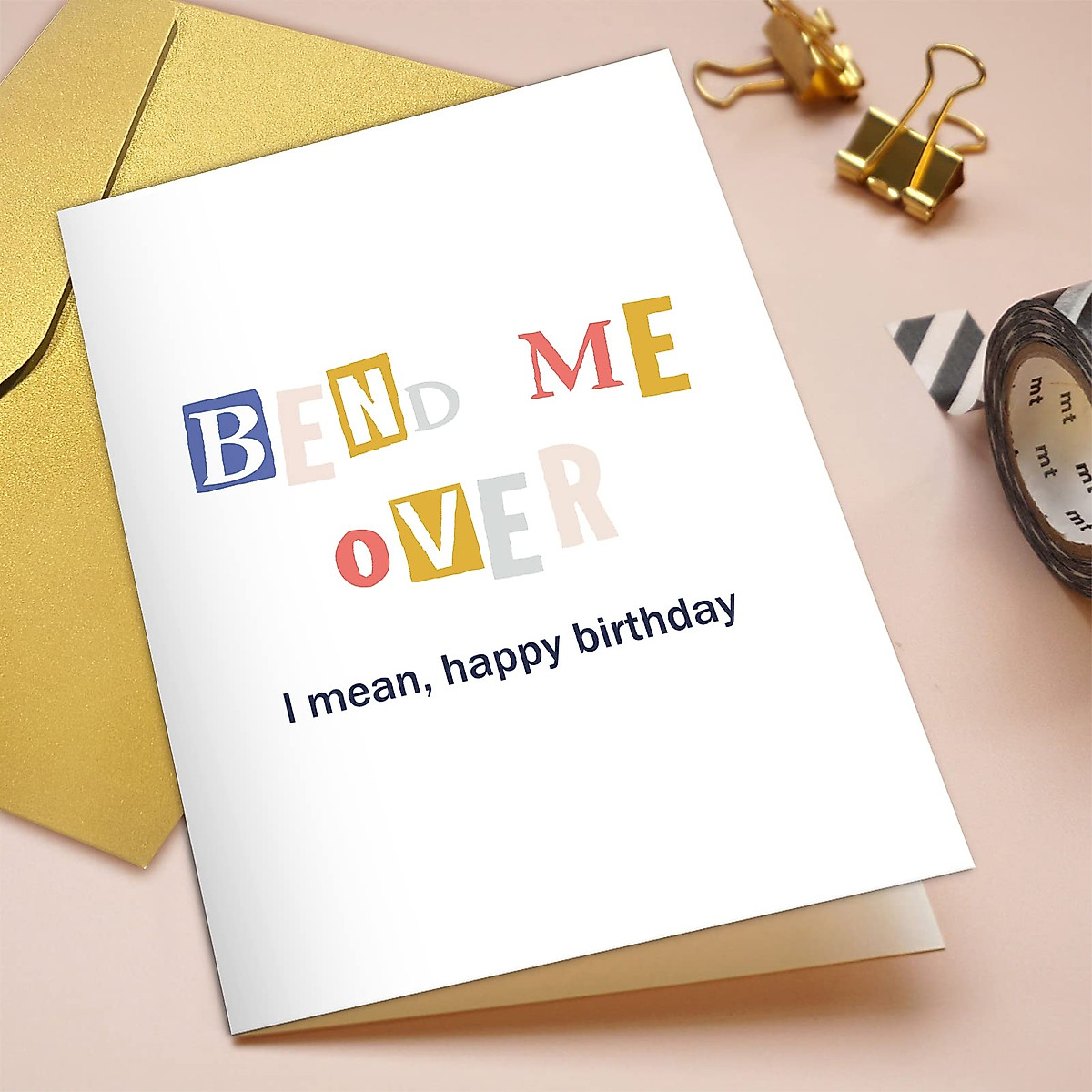 Qiliji Naughty Birthday Card for Husband Boyfriend, Funny Birthday Card for Him Her, Happy Birthday Card for Wife Girlfriend, Bend Me Over Card