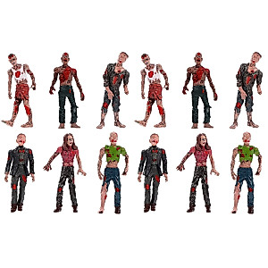 Zerodeko 12 PCS Toy Zombie Action Figures with Movable and Detachable Joints, Mini Zombie Figurines, Bloody Zombie Models for Presents, Decoration, and Party Favors