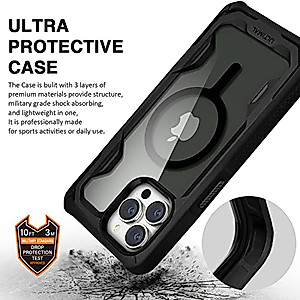 ULTIMAL Case Designed for iPhone 13 Pro Max 6.7 Inch, Rugged Military Cover with Lightweight Sporty Design, Slim Shockproof Bumper Case Compatible with Magsafe (Black/Black, for 13 pro max)