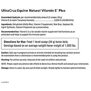 UltraCruz Equine Natural Vitamin E Plus Supplement for Horses, 2 lb, Pellet (13 Day Supply)
