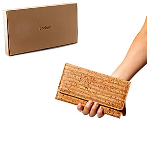 Corkor Cork Slim Long Wallet – Women’s Clutch - RFID Blocking - Vegan Leather – Cruelty Free – Eco Friendly - Zebra