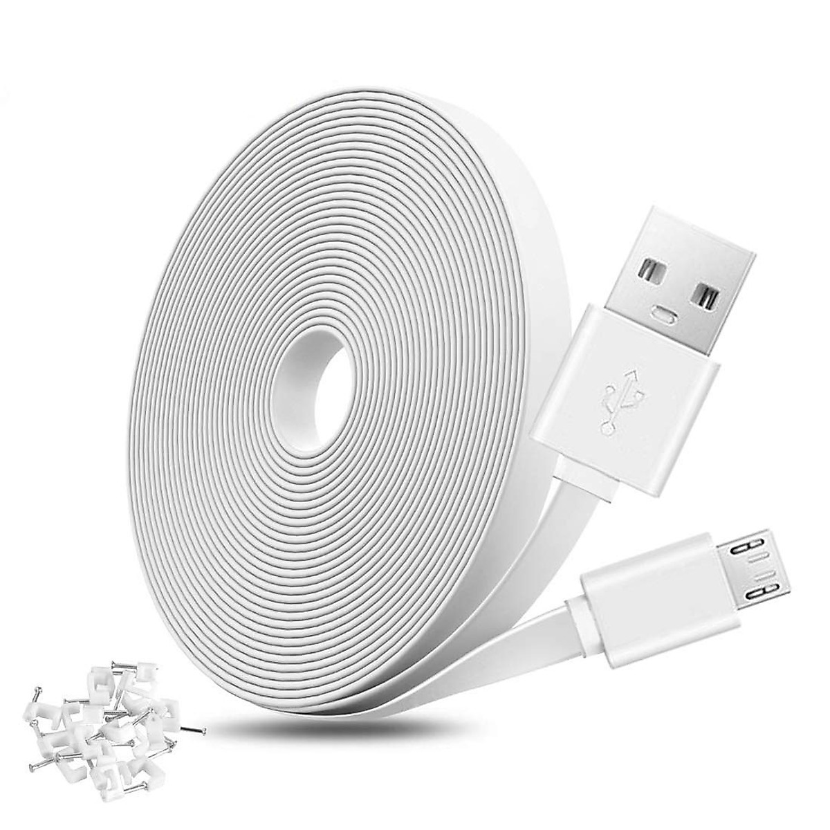 MOYEEL 40FT Flat Power Extension Cable Compatible with Wyze Cam/Wyze Cam Pan,Yi Camera,NestCam Indoor,Blink XT Camera,Charging Cord for Home Security Camera