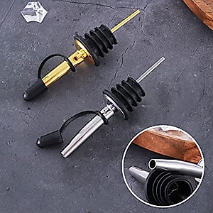 24 Pack Liquor Pourers, 304 Stainless Steel Bottle Pourer Olive Oil Spout Alcohol Spouts with Rubber Dust Caps Cover, For About 3/4" Bottle Mouth.