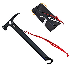 TRIWONDER Camping Tent Hammer Lightweight Outdoor Multi-function Hammer Aluminum Hammer with Tent Stake Remover for Rain Fly Tent Tarp (Black)