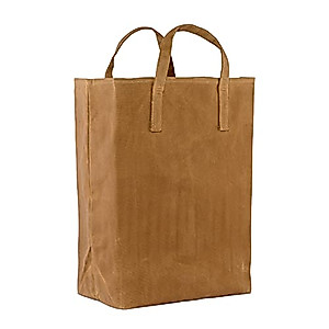 ZENPAC Waxed Canvas Bag - Large Trendy Grocery Tote with Strong Handles Holds 60 Pounds, Brown Reusable Shopping Bag Made of Eco Friendly Durable Vintage Cotton Cloth Fabric for Market, Lunch, Travel
