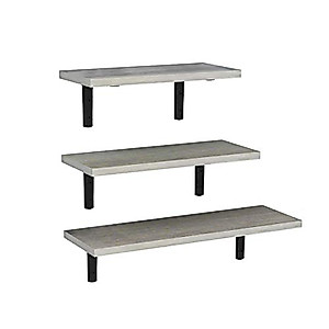 LHZLANG Floating Shelves Home Living Room Bathroom Kitchen Decor Rustic Wall Mounted Storage Shelf Rack Set of 3 (Grey)