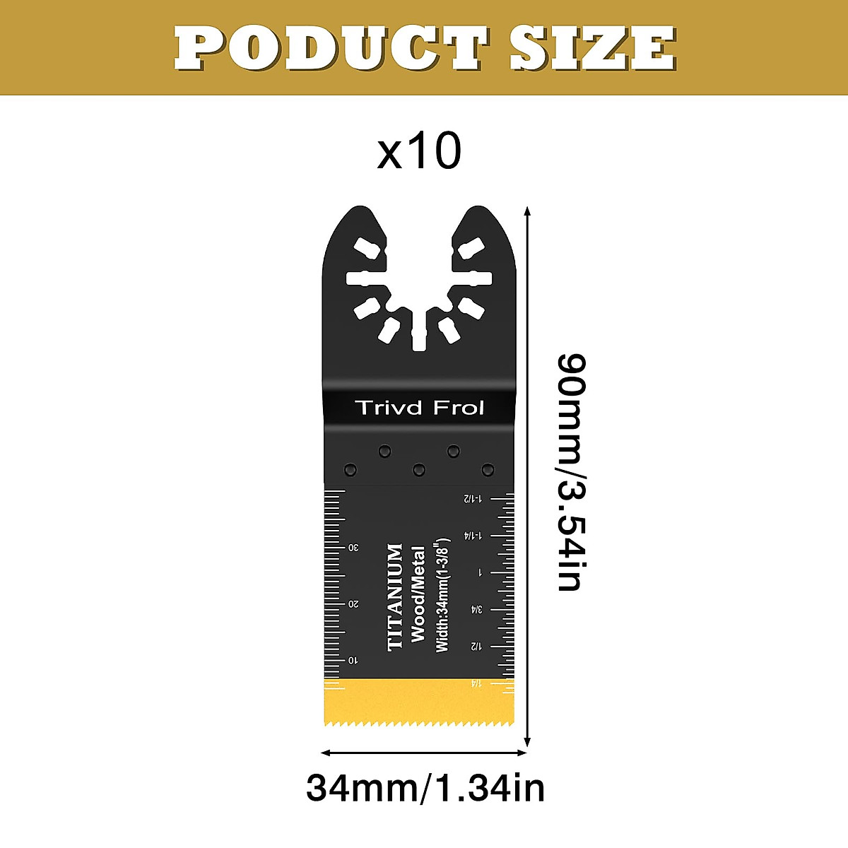 Trivd Frol 10PCS Titanium Multitool Blades, Oscillating Saw Blades Metal Cutting for Nails Wood Plastic and Hard Material Oscillating Tool Blades Kit fit Dewalt Rockwell Milwaukee Makita Bosch