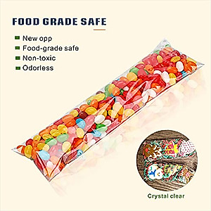 Voikinfo 100 pcs 3" x 11" Long Clear Resealable Cellophane Bags Self Sealing Treat Bags Cookie Bags with Adhesive Flap Gift Wrap Poly Bags Plastic Packaging 1.4 mil