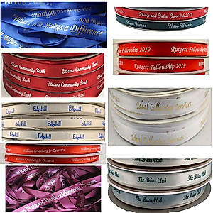 Satin Personalized Ribbon Wedding Favor Custom Printed Communion Baptism Christening Sweet 16 15 Baby Shower Bar Bat Mitzvah Bridal Quinceanera 1 1/2" - 150 Feet
