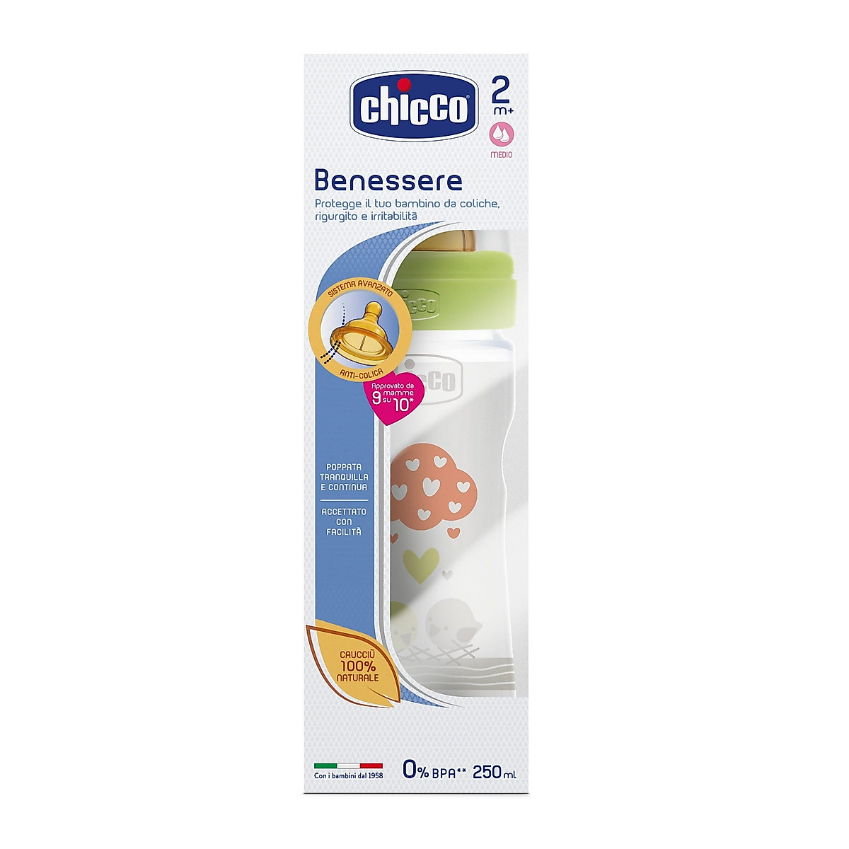 Chicco Feeding Bottle Well-being And Rubber Polypropylene ML Unisex Medium 250ml
