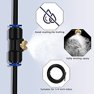 Brass Misting Nozzle Kit, 6 Mister Nozzles + 4 Tee Connectors + 1 End Plug for Outdoor Cooling Misting System