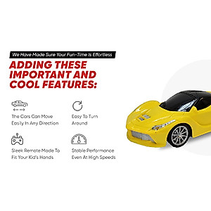 Skidz RC Cars for Kids, Remote Control Toy Car; High Speed Racer Boys Ages 6-7 Years 8-12 4WD Off-Road 1:24 Scale 2 Two Pack R/C Set 27mhz and 49Mhz 4Channel, Full Function (Blue and Yellow)