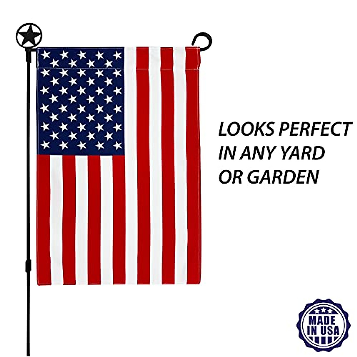 Salt and Palms American 4th of July Garden Flag Made in the USA Premium Poly Poplin Weather Resistant Double-Sided Fade Resistant Patriotic United States Stars and Stripes Perfect Decor for Outdoor Yard Porch Patio Lawn 12.5 x 19 Inches