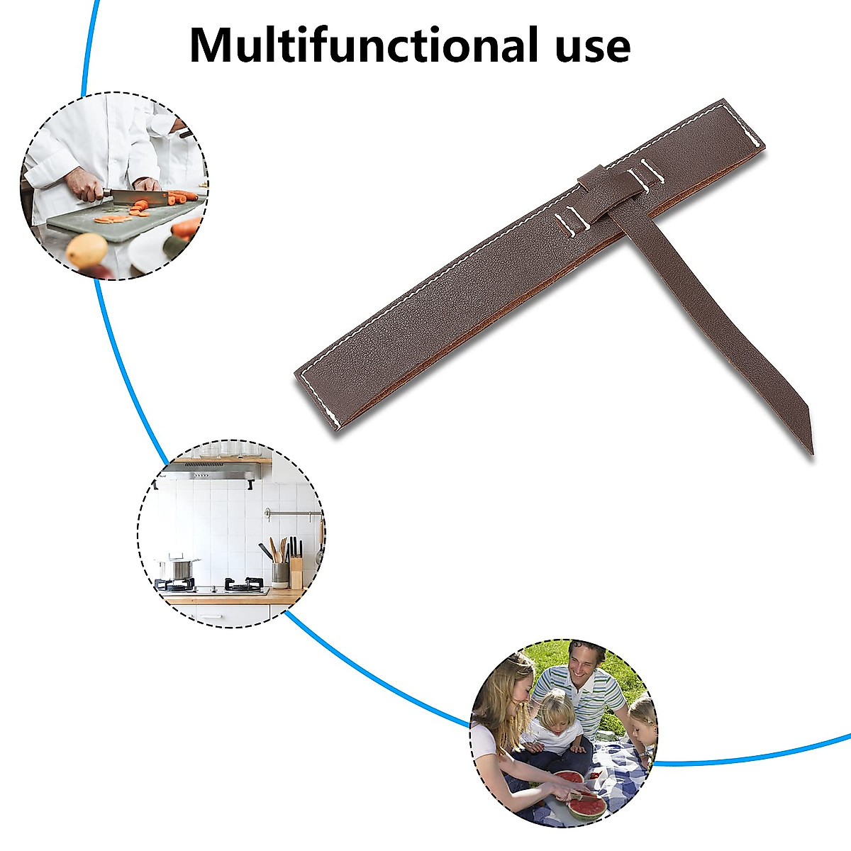 Knife Edge Guards, Knife Sheath, Leather Sheath for Fixed Blade Knife, Knife Guard, Chef Knife Covers or Sleeves, Knife Protector, Blade Covers, Knives Not Included (Brown)