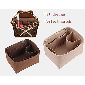Lckaey Purse Organizer insert for LV NOE BB Petit NOE NM storage bag Organizer With Zipped pocket Y059coffee-Large