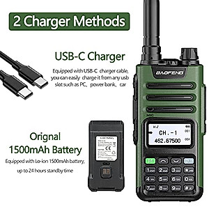 BAOFENG GM-15 Pro GMRS Radio(Upgrade of UV-5R),NOAA WeatherReceiver & Scan Radio Rechargeable Long Range Two Way Radio Handheld Radios with USB-C Charger AR-771 Antenna