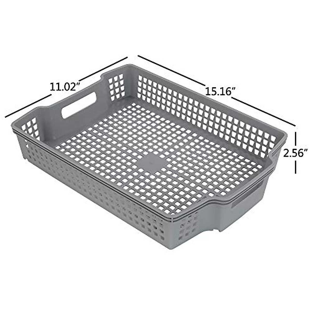 Ggbin Plastic Basket for Organizing, Grey Basket Trays, Set of 6