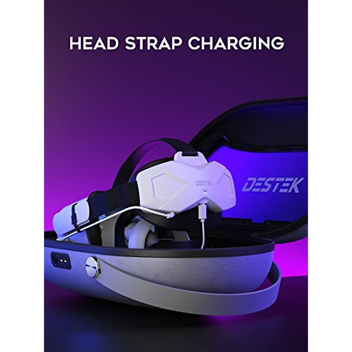 DESTEK OC1 Magnetic Charging Carrying Travel Case for Meta/Oculus Quest 2 VR Accessories, Universal Charging Large Storage Case for Meta/Oculus Quest 2 and Battery Head Strap- Window Version