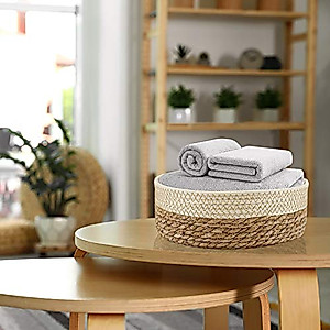 Handmade Rattan Bread Baskets for Serving, Round Wicker Basket, Woven Round Shelf Basket Set of 3, Decorative Woven Storage Baskets Bathroom, Nesting Baskets Serving Tray Perfect Organizing for Home