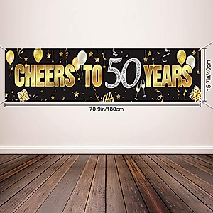 Happy Birthday Banner Sign Gold Party Decoration Supplies Glitter Anniversary Celebration Backdrop