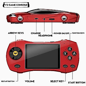 F2 Game Handheld Game Console for Children, Built-in 5000 Retro Classic Games，3.0" LCD Screen Portable TV Output Video Game Player， Best Birthday Gift for Kids and Adult (Red)