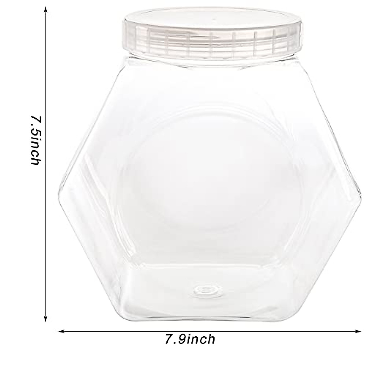 SOUJOY 2 Pack Plastic Candy Jar with Lid, 1 Gallon Cookie Containers for Kitchen Counter, Clear Hexagon Candy Display for Snacks, Dog Treats, Craft and Sewing Supplies, Coffee Pod, Laundry Pod
