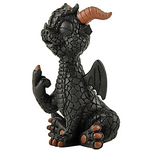 Baby Black Dragon Raising Middle Finger Funny Figurine - Home Décor Art Housewarming Gift, New Home Gift Ideas for Women Men Friends, New Apartment Gift Ideas Decor, Unique Housewarming Gifts