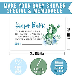 25 Baby Shower Diaper Raffle Tickets For Baby Shower Boy - Cactus Baby Shower Games For Boys, Diaper Raffle Cards, Baby Raffle Tickets, Baby Shower Invitation Inserts, Baby Shower Ideas