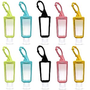 10 Pack Keychain Empty Squeeze Bottle With Holder,Travel Size 1 oz Leakproof Squeeze Bottles for kids and adult party favor (10Pack)