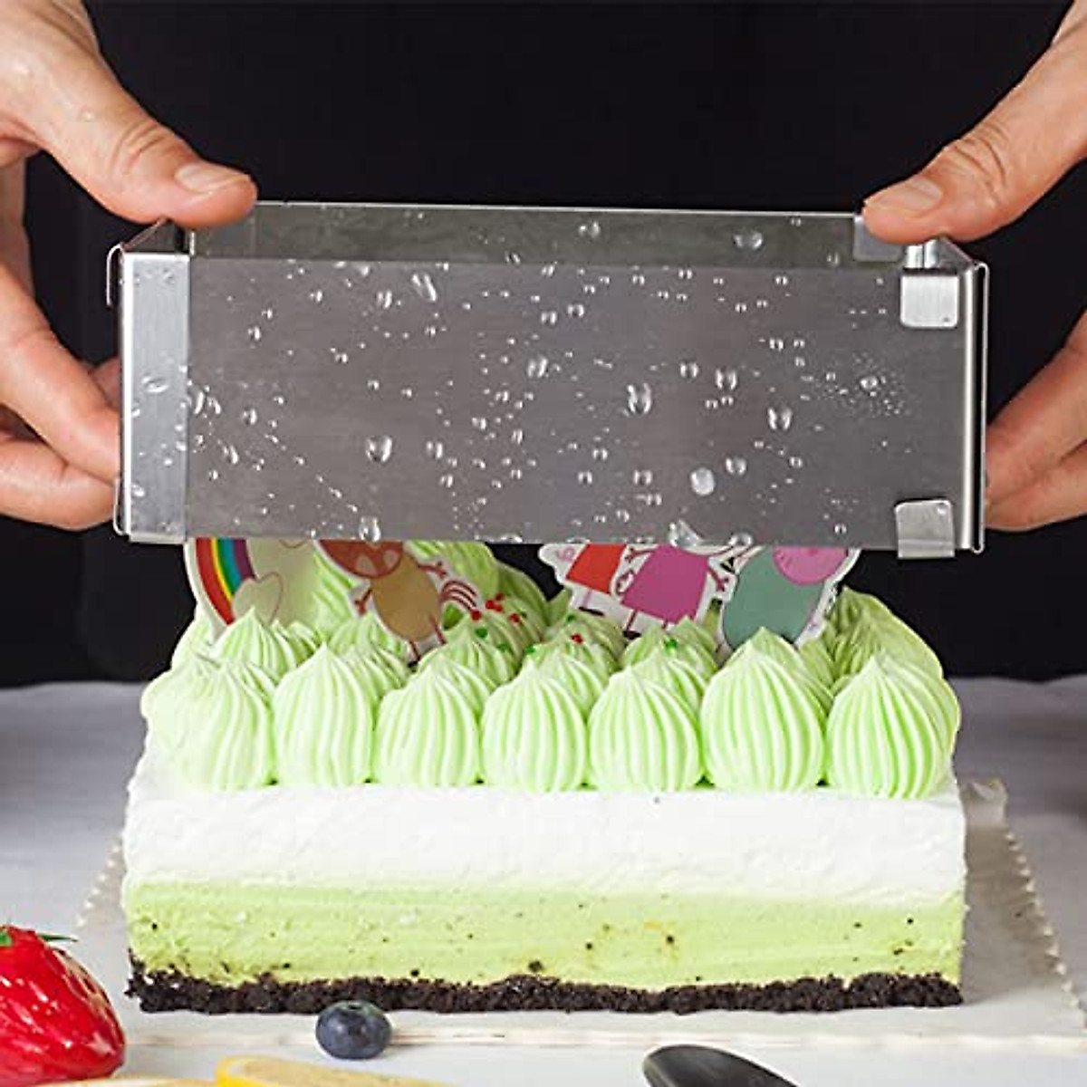 CdyBox 6 to 12 Inch Adjustable Mousse Cake Molds Round and Square Cake Ring Set Tool Stainless Steel Cake Ring 2 Pieces