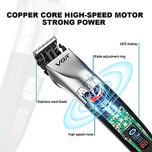VGR Hair Clippers, Professional Hair Cutting Kit for Men, USB Cord/Cordless Rechargeable Hair Trimmer Set with LED Display, Model V-069