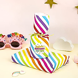 WRAPAHOLIC Birthday Wrapping Paper Roll - Colorful Stripe Design for Birthday, Holiday, Party, Baby Shower - 30 Inch x 33 Feet