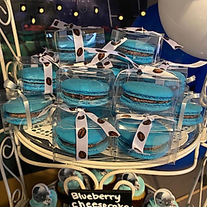 RomanticBaking 100pcs 2.17" × 2.17" × 1.38" Inch Chocolate Covered Mini Cookies Boxes Strawberry Macaron Boxes Clear Bakery Boxes for Gumballs, Pretzel,Browine,Malt Balls,Wedding Favors Party Boxes