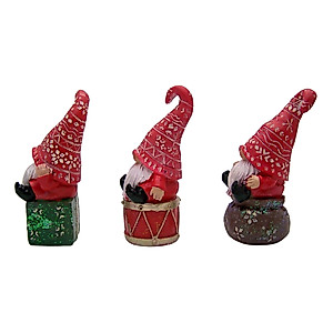 Wowser Festive Holiday Sitting Gnome Figurines, Christmas Decoration, 3 Assorted, 5 Inches