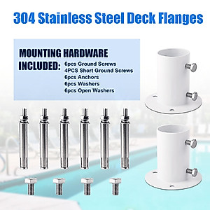 2pcs Pool Deck Flanges, Stainless Steel Pool Ladder Flanges Pool Stair Deck Flanges Rod Flange Deck Anchor Flange Pool Handrail Flange for above Ground Pool Ladder, 1.5" Pool Handrail