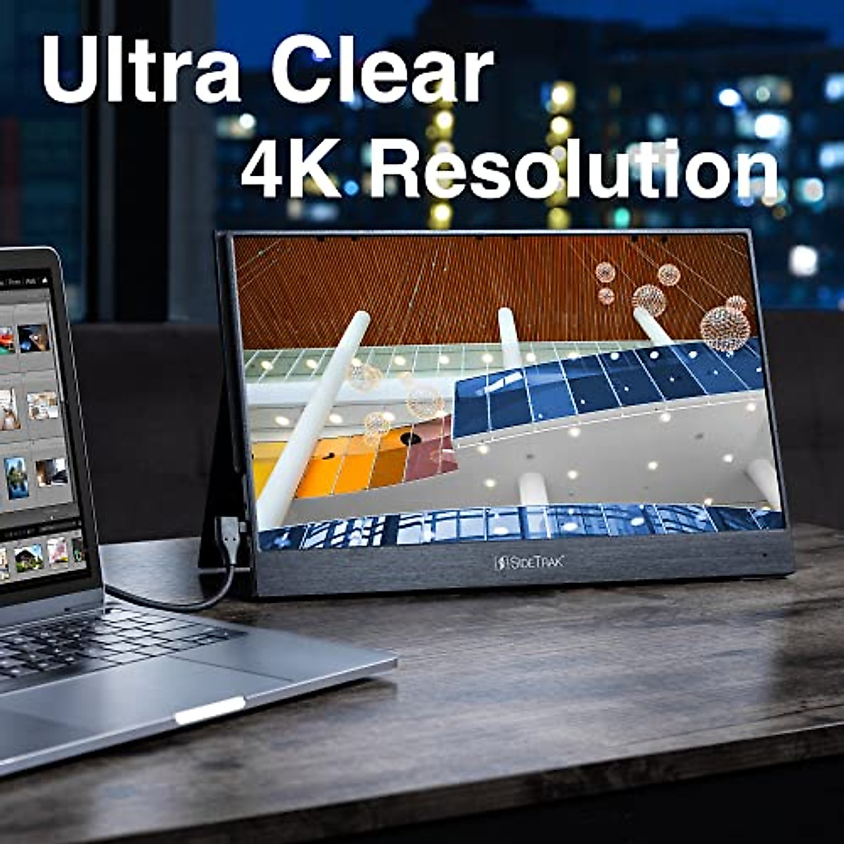 SideTrak Solo 15.6” 4k Portable Monitor for Laptop | Freestanding Ultra HD LED Anti-Glare USB Laptop Dual Screen | Compatible with Mac, PC, & Chrome | Powered by USB-C or Mini HDMI