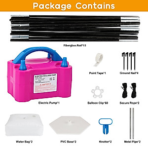 RUBFAC Balloon Arch Kit and Balloon Pump, Balloon Arch Stand for Floor Adjustable Frame with Electric Pump Bases Balloon Accessories for Birthday Party Baby Shower Festival Decorations