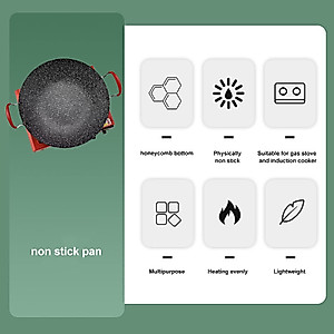 Aqur2020 Korean BBQ Grill Pan, Medical Stone 6 Layer Coating Round Griddle Pan with Anti Scalding Handle for Gas Ceramic Stove (38cm)