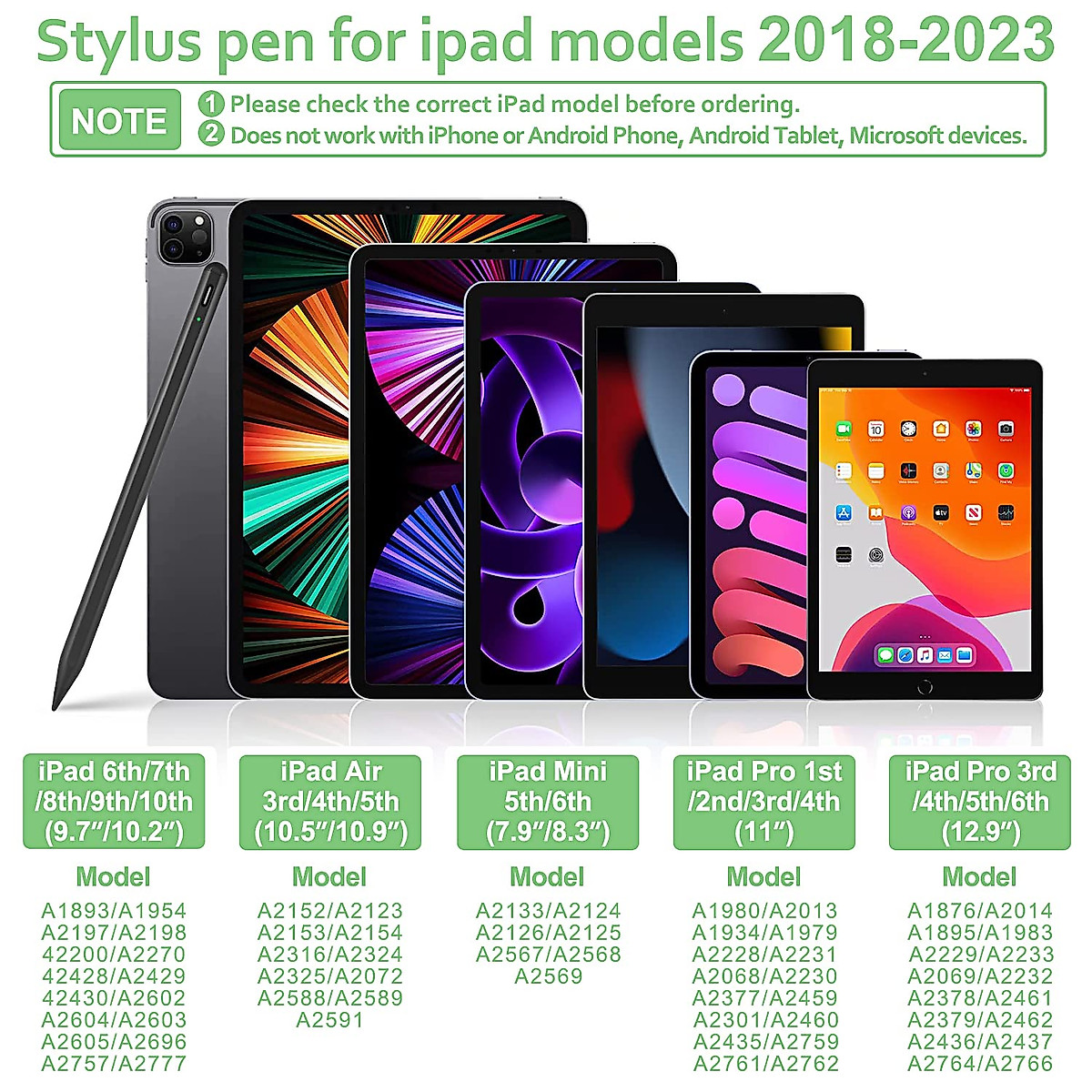 Stylus Pen for iPad,Ipad Pencil 2nd Generation,Apple Pencil,Smart Touch Switch,Compatible with(2018-2023) Magnetic iPad 6-10,iPad Mini 5/6,iPad Air 3-5,iPad Pro 11"/12.9"