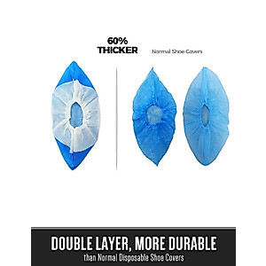 OhanaPro Premium Disposable Non Slip Boot & Shoe Covers - Pack of 50 - Waterproof Double Layer Bottom - Extra Thick, Durable, Recyclable - One Size Fits Most