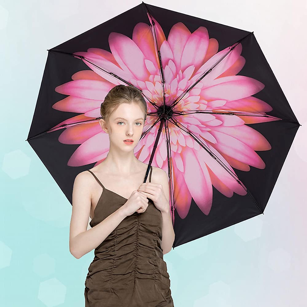NOOFORMER mini Travel sun & rain windproof Umbrella （8 Ribs）- Lightweight Compact Parasol with 95% UV Protection for Men Women Multiple Colors