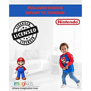 Super Mario Nintendo Infant Baby Boys Fleece Pullover Hoodie Red/Blue 18 Months