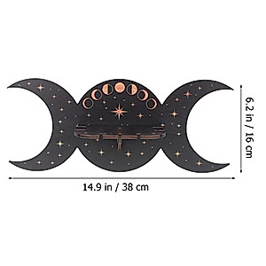 ARTIBETTER Sun and Moon Shelf: Wood Bohemian Style Crystal Display Shelf Wall Mount Storage for Crystals and Essential Oils