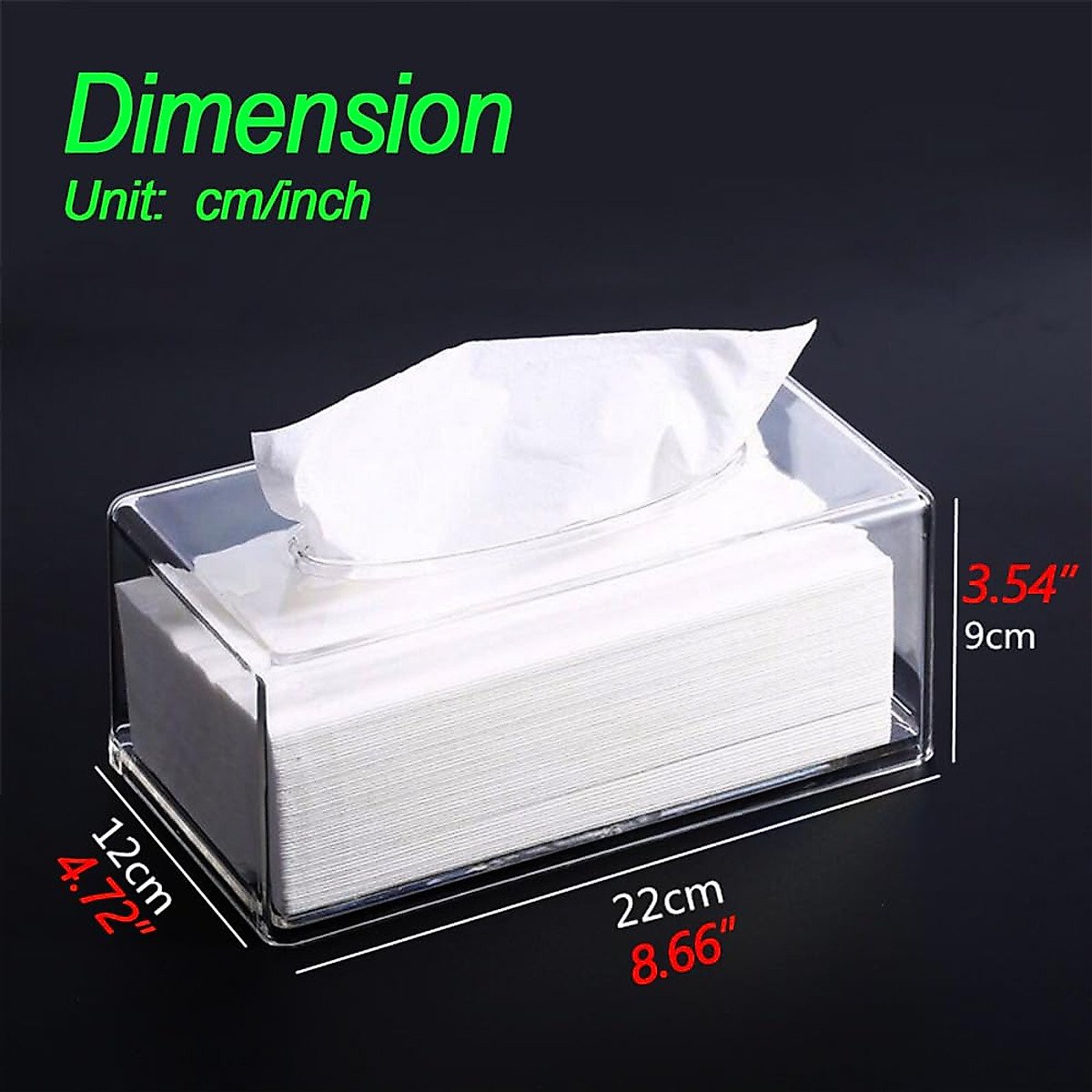 Square Clear Acrylic Tissue Box, Box Covers Rectangular, Bathroom Facial Napkin Box Holders, Table Clear Dryer Sheet Dispenser for Bathroom, Kitchen and Cars