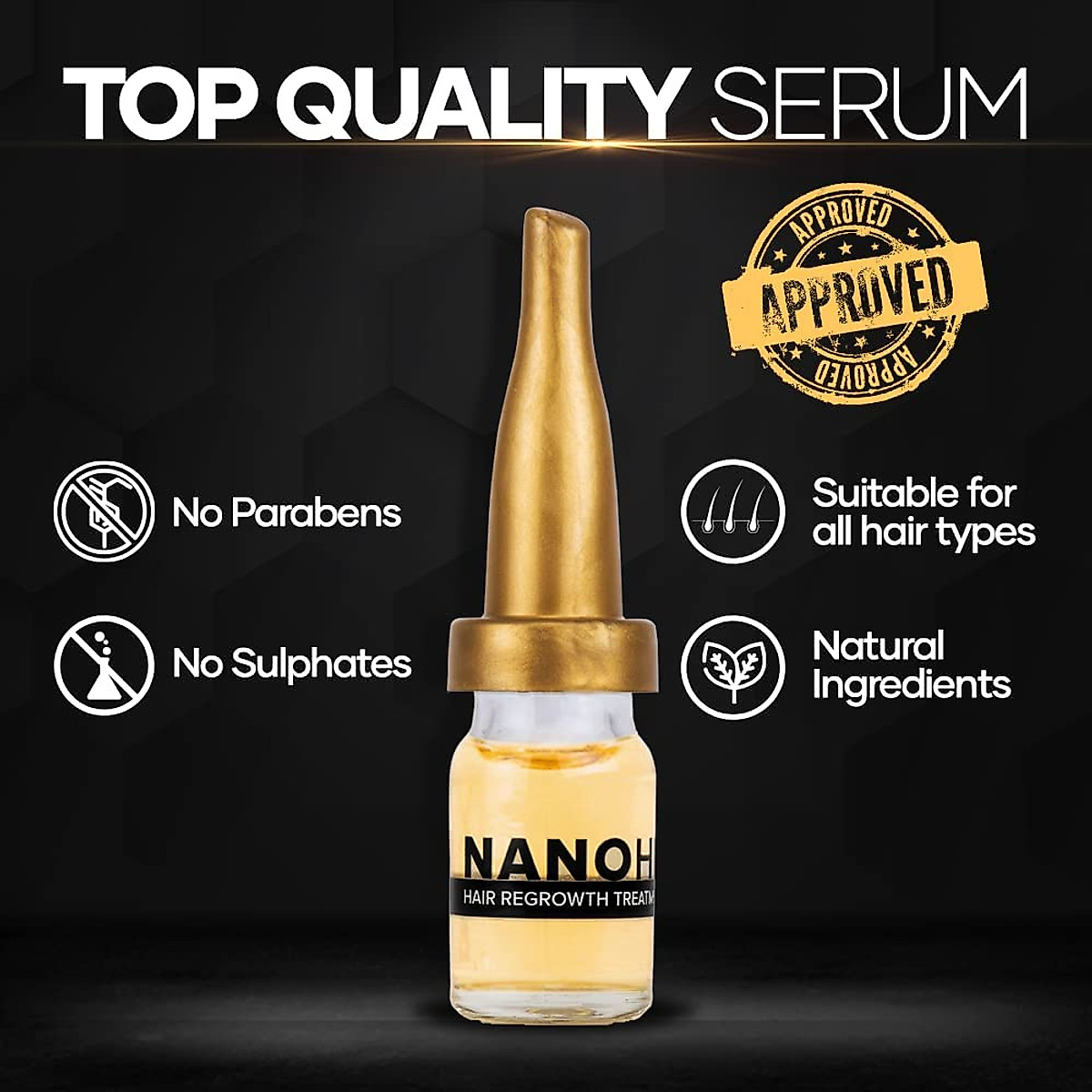 NanoHair by Bubbly Multi Effect Hair Strengthening Serum, Root Activator Hair Treatment Oil Serum To Make Your Hair Look Stronger, Longer and Healthier, 0.17 Fl Oz/5 mL x 10 pcs